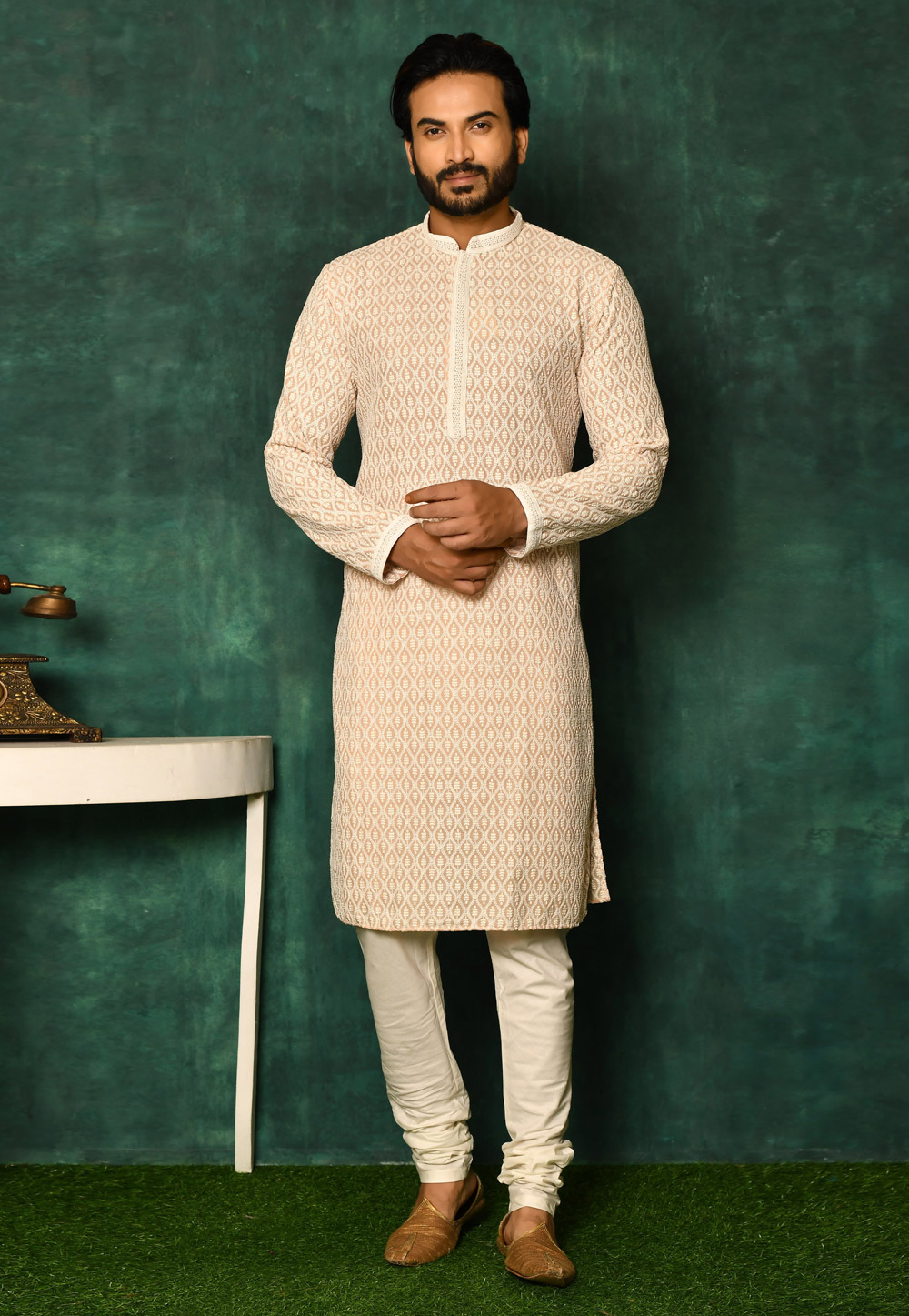 Beige Cotton Kurta Pajama 252432