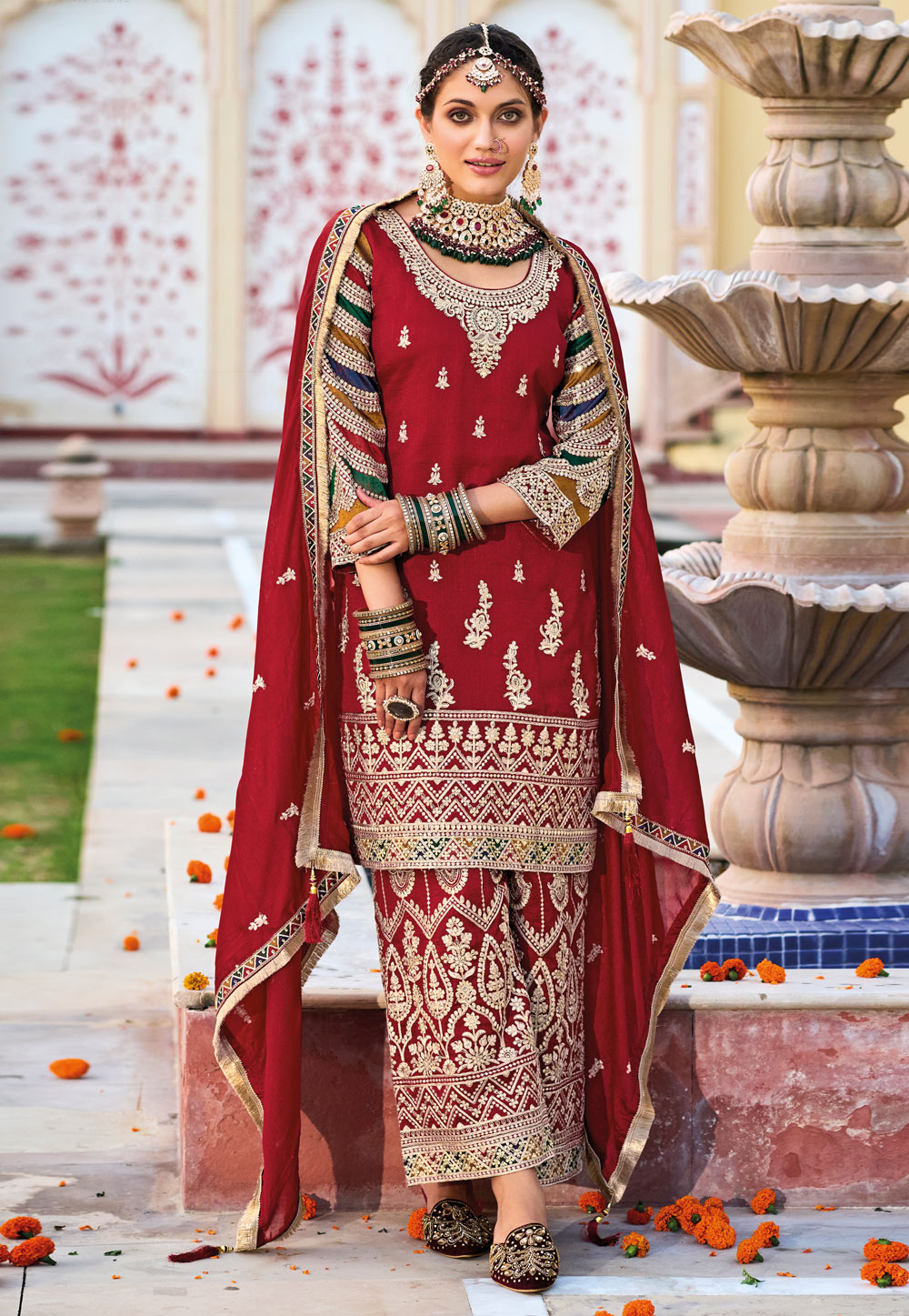 Maroon Silk Pakistani Suit 281273