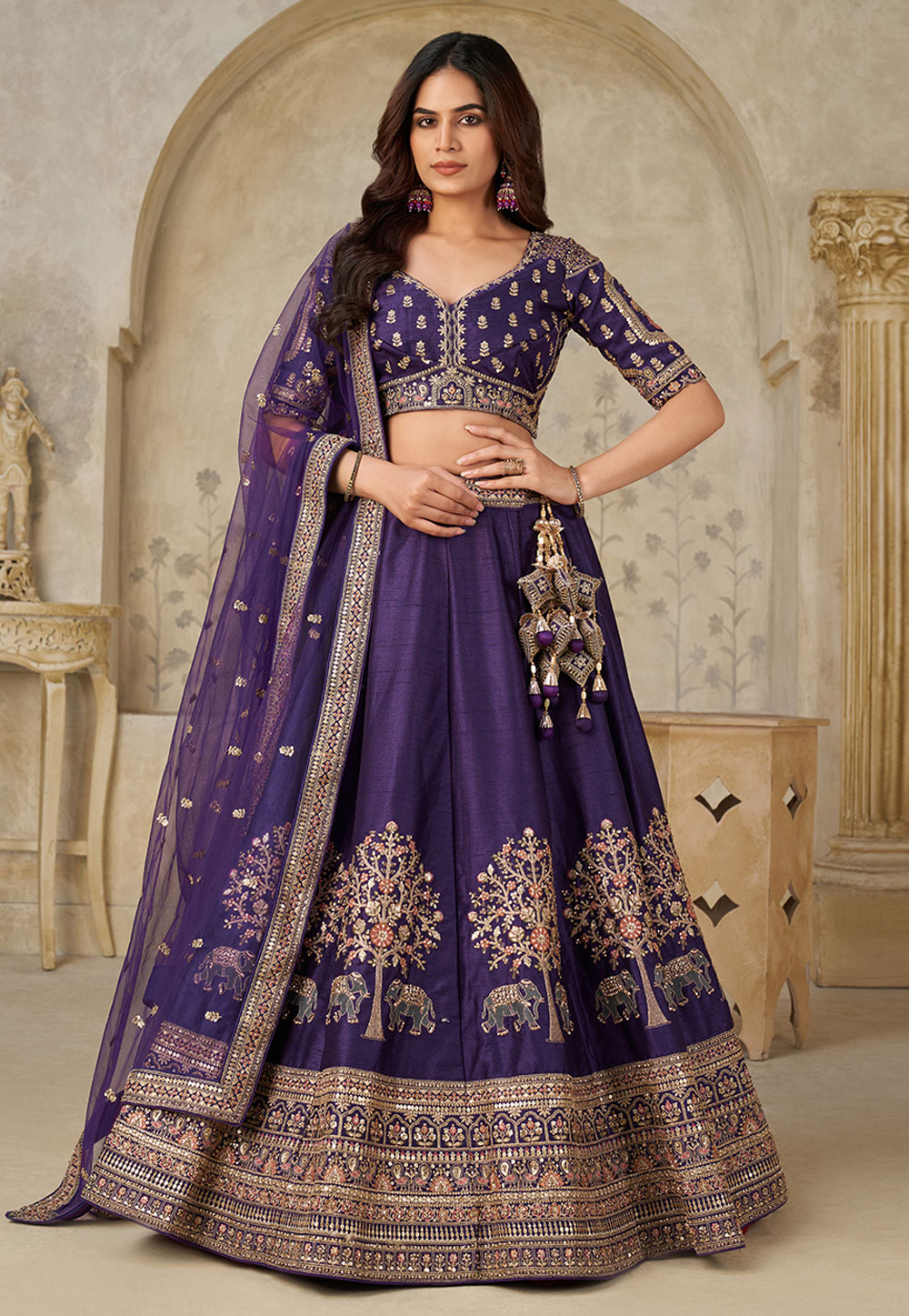Purple Silk Circular Lehenga Choli 318855