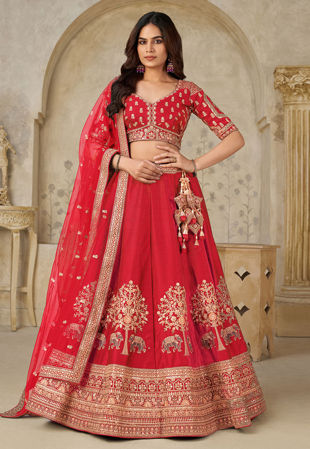 Red Silk Lehenga Choli For Wedding 318857