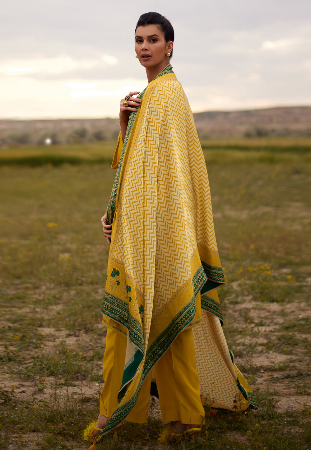 Yellow Silk Palazzo Suit 277607
